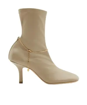 Burberry 75mm Slinky Legging Boots With Chain Detail - Nude