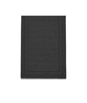 FERRAGAMO Gancini Monogram Jacquard Wool Scarf - Black