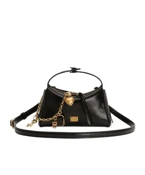 Dolce & Gabbana Vittoria Charm Shoulder Bag - Black