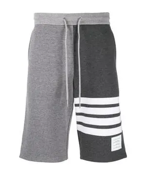 Thom Browne Four-bar Striped Drawstring Shorts - Gray
