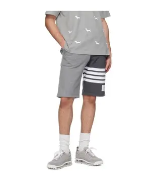 Thom Browne Four-bar Striped Drawstring Shorts - Gray