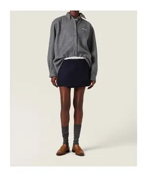 Miu Miu Oversized Logo Embroidered Poplin Shirt