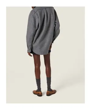 Miu Miu Oversized Logo Embroidered Poplin Shirt