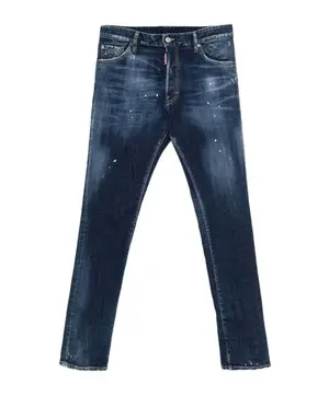 Dsquared2 Distressed Skinny Jeans With Paint Splatter - Blue