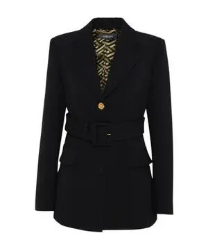 Versace Belted Waist Single-breasted Blazer