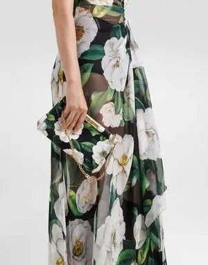 Dolce & Gabbana Gardenia Print Clutch With Chain Strap
