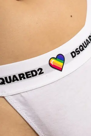 Dsquared2 Logo-embroidered Two Pack Thongs - White