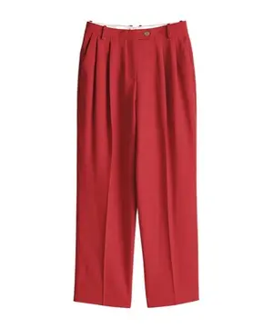 Tommy Hilfiger Cotton Pleated Trousers - Medium Red
