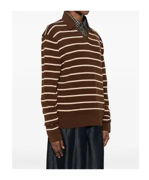 Miu Miu Striped Long-sleeve Knitted Polo Shirt - No