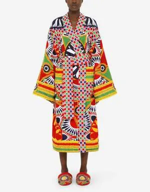 Dolce & Gabbana Dolce Gabbana Terry Batch Robe - Multicolor