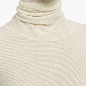 AMI Paris High Neck Ribbed Long Sleeve Top - Light Brown