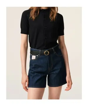 AMI Paris Short-sleeve Logo-embroidered Cardigan