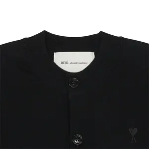 AMI Paris Short-sleeve Logo-embroidered Cardigan