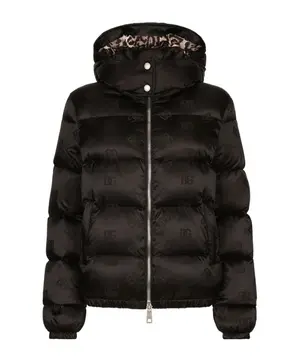 Dolce & Gabbana Monogram Jacquard Hooded Puffer Jacket