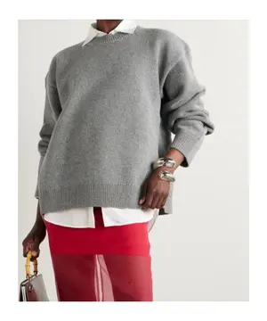 JIL SANDER Ribbed Crew Neck Sweater With Long Sleeves - Gray