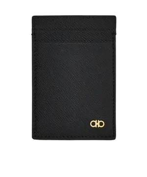 FERRAGAMO Logo Money Clip Cardholder Wallet - Black