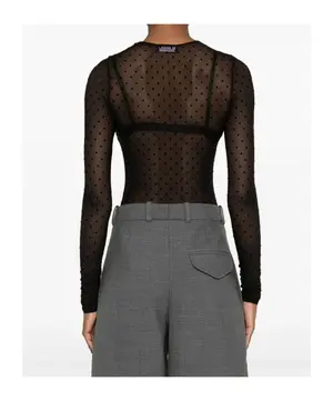 Wardrobe.NYC Polka-dot Mesh Bodysuit