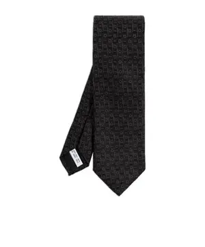 FERRAGAMO Logo Pattern Neck Tie - Black