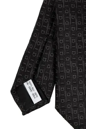 FERRAGAMO Logo Pattern Neck Tie - Black