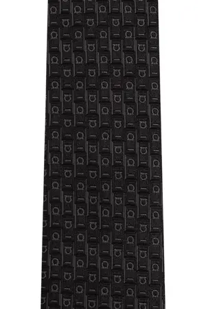 FERRAGAMO Logo Pattern Neck Tie - Black