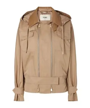 Fendi Hooded Double-zipped Jacket - Beige