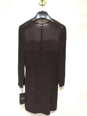Saint Laurent Crystal-embellished Long-sleeve Mini Dress