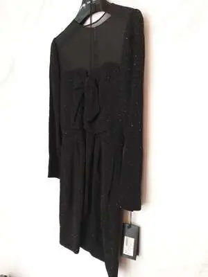 Saint Laurent Crystal-embellished Long-sleeve Mini Dress