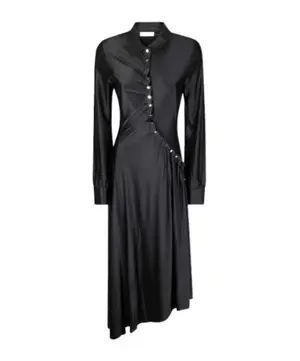 Rabanne Long-sleeved Asymmetrical Dress - Black