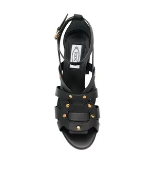 TOD'S Open Toe High Heel Sandals With Logo Detailing
