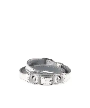 Balenciaga City Triple Bracelet With Studs - Silver