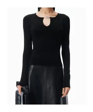 Alexander Wang V-neck Metal Logo Pullover