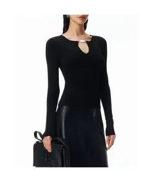 Alexander Wang V-neck Metal Logo Pullover