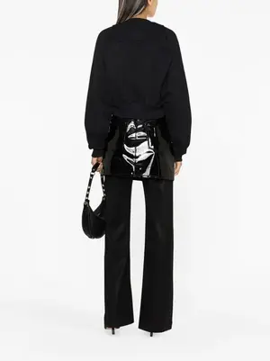 Off-White Cropped Logo Embroidered Sweatshirt - Black