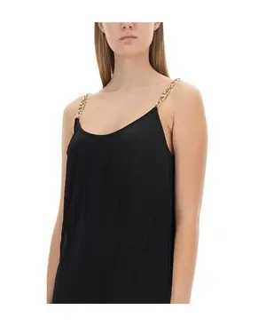Michael Kors Sleeveless Midi Dress With Logo Straps