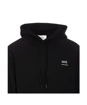 AMI Paris Logo Printed Drawstring Hoodie