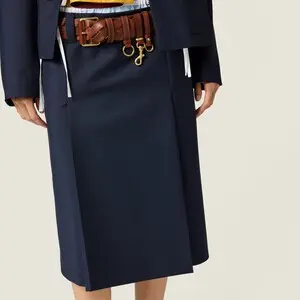 Miu Miu Midi Skirt With Embroidered Logo Detail