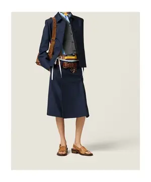 Miu Miu Midi Skirt With Embroidered Logo Detail