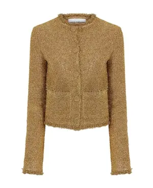 Rabanne Glitter Button Up Cardigan Gold