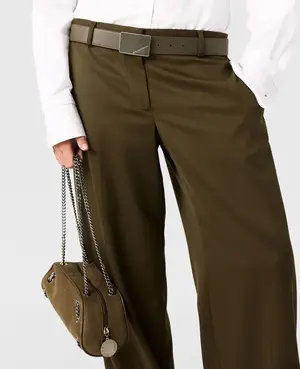 Stella McCartney Mid-rise Pleat Straight-leg Trousers - Khaki
