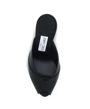JIMMY CHOO Brigitte Peep Toe Stiletto Mules - Black