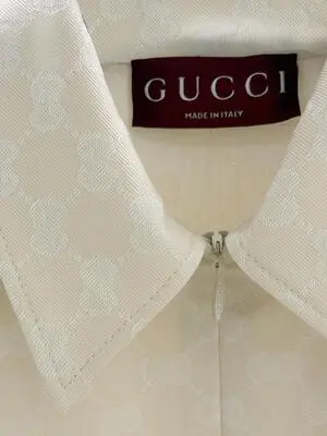 Gucci Gg Gabardine Short Sleeve Zip Up Shirt