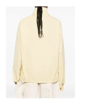 Miu Miu Long-sleeved Zip-up Jacket With Logo And Patch Pockets - Light Yellow