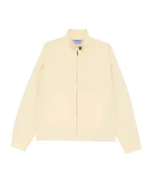 Miu Miu Long-sleeved Zip-up Jacket With Logo And Patch Pockets - Light Yellow