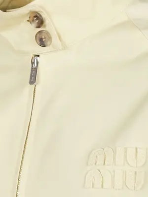 Miu Miu Long-sleeved Zip-up Jacket With Logo And Patch Pockets