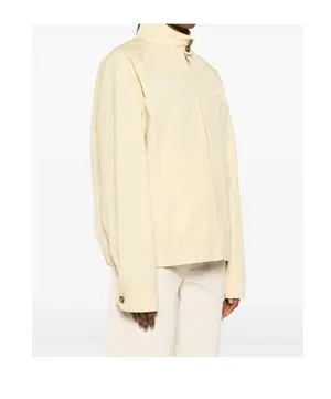 Miu Miu Long-sleeved Zip-up Jacket With Logo And Patch Pockets