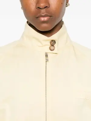 Miu Miu Long-sleeved Zip-up Jacket With Logo And Patch Pockets