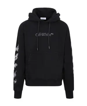 Off-White Diagonal Stripe Embroidered Cotton Hoodie