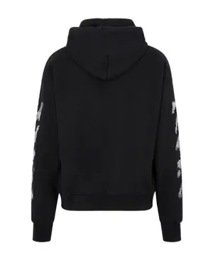Off-White Diagonal Stripe Embroidered Cotton Hoodie