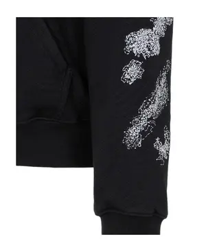 Off-White Diagonal Stripe Embroidered Cotton Hoodie