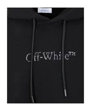 Off-White Diagonal Stripe Embroidered Cotton Hoodie